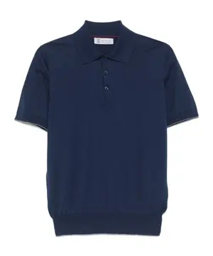 Brunello Cucinelli Short-sleeved Polo Shirt - Blue
