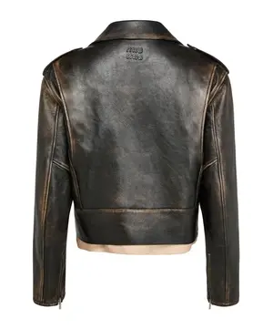 Miu Miu Long-sleeved Leather Jacket