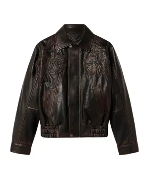 GOLDEN GOOSE Journey Nappa Leather Bomber Jacket - Black