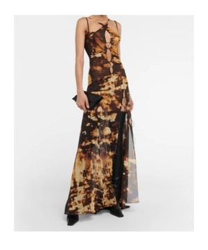 KNWLS Printed Silk-blend Chiffon Gown