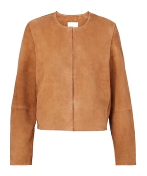 Vince Cropped Leather Jacket - Brown