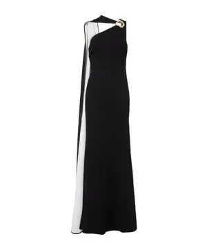 Roland Mouret Asymmetric Caped Cady Gown - Black
