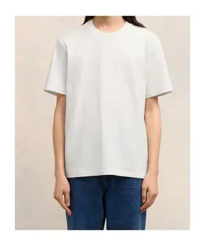 AMI Paris Logo Embossed Crewneck T-shirt - White