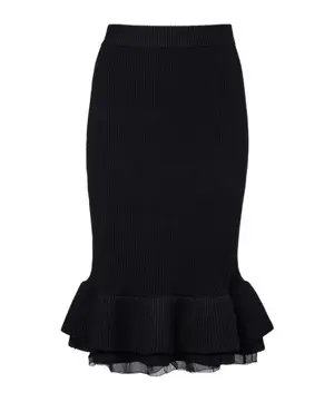 Nina Ricci Peplum Wool-blend Midi Skirt - Black