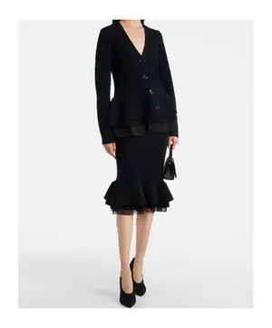 Nina Ricci Peplum Wool-blend Midi Skirt