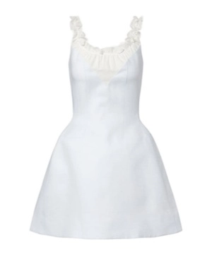 SHUSHU/TONG Ruffled Linen Minidress - White