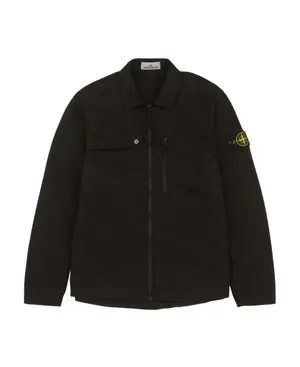Stone Island Logo Patch Zip-up Jacket - Black