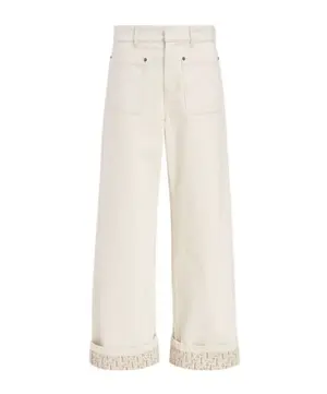 Dior Flared Jeans With Embellished Cuffs - White