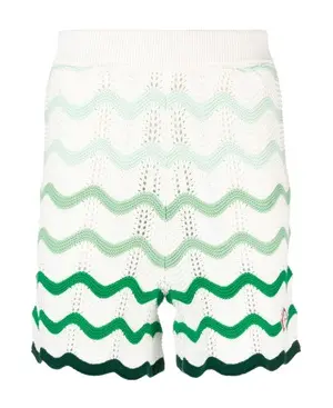 Casablanca Wavy Gradient Crochet Shorts - White