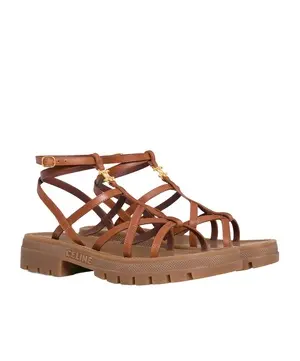 Celine Clea Triomphe Strappy Sandal In Calfskin Vegetal Tanning