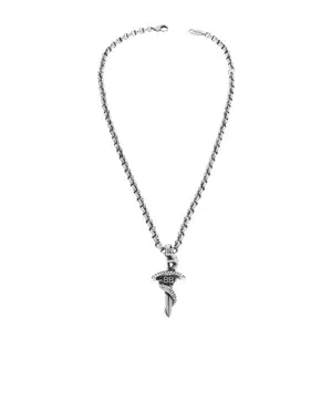 Balenciaga Goth Snake Necklace In Antique Silver