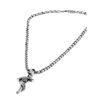 Balenciaga Goth Snake Necklace In Antique Silver