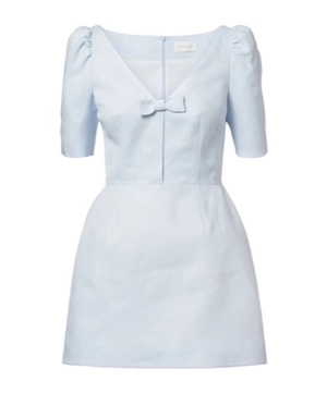 SHUSHU/TONG Bow-detail Linen Minidress - White