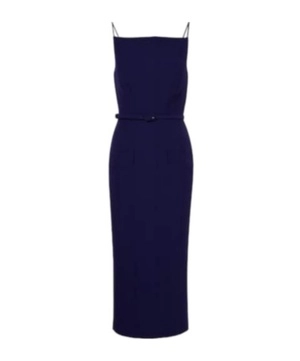 Roland Mouret Belted Crêpe Midi Dress - Navy
