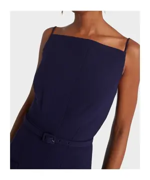 Roland Mouret Belted Crêpe Midi Dress