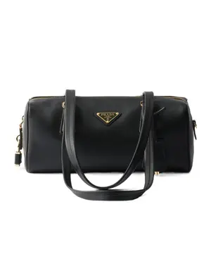 Prada Zipped Medium Tote Bag - Black