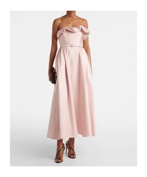 Roland Mouret Strapless Ruffled Midi Dress - Nude