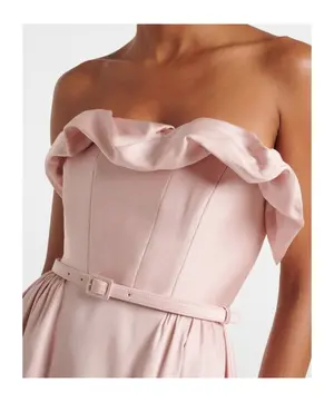 Roland Mouret Strapless Ruffled Midi Dress - Nude