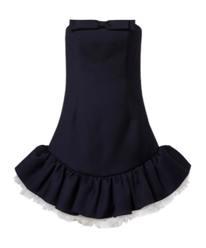 SHUSHU/TONG Bow-detail Ruffled Wool Minidress - Black