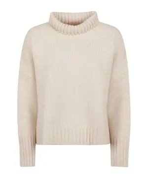 Soft Goat Ribbed Turtleneck Knitwear - Nude