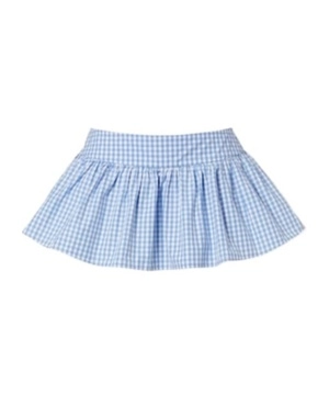 SHUSHU/TONG Gathered Gingham Cotton Skort - Blue