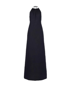 NILI LOTAN Lelia Halterneck Linen Maxi Dress - Black