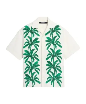 Jacquemus Palm Tree Printed Short Sleeved Shirt - White