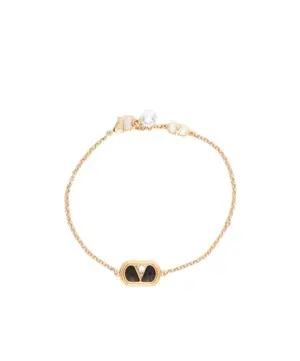 Valentino Garavani Ovalette Metal Bracelet With Enamel And Crystals - Yellow