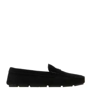 Prada Logo Plaque Slip-on Loafers - Black