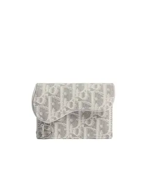 Dior Saddle Bloom Card Holder - Gray