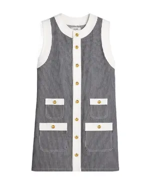 Celine Sleeveless Hickory Stripe Mini Dress - Black