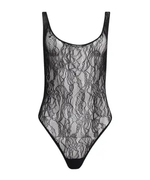 Wardrobe.NYC Lace Tank Bodysuit - Gray