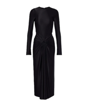 Victoria Beckham Frances Gathered Jersey Midi Dress - Black