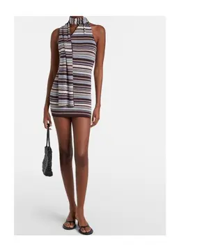 AYA MUSE Striped Knit Minidress With Scarf Detail