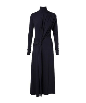 Victoria Beckham Gathered Jersey Midi Dress - Black