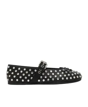 Miu Miu Round Head Ballet Flats - Black