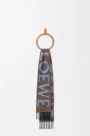 Loewe Logo Jacquard Fringed Edge Scarf