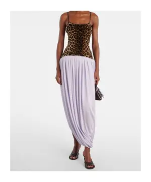 JACQUES WEI Leopard Print Draped Dress