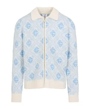 Casablanca Monogram Zipped Jumper With Lapel Collar