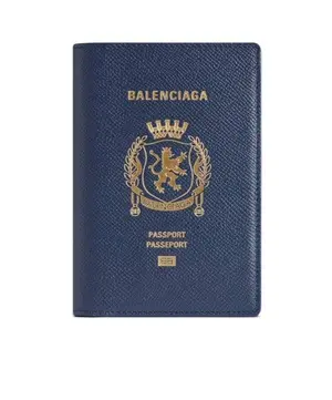 Balenciaga Logo Printed Passport Holder - Blue