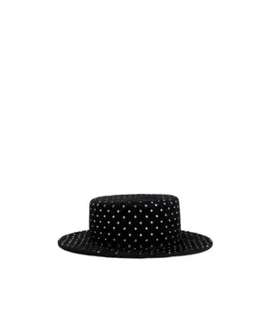 Ruslan Baginskiy Embellished Felt Canotier Hat - Black