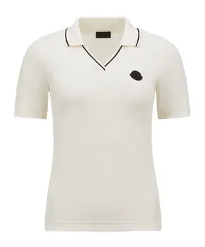 Moncler Logo Patch Piquet Polo Shirt - White