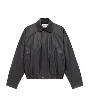 Saint Laurent Grained Lambskin Bomber Jacket - Licorice