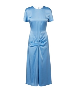 Victoria Beckham Gathered Satin Midi Dress