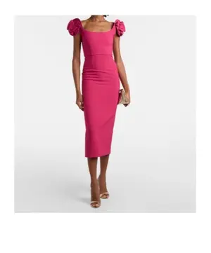 Roland Mouret Floral Appliqué Bustier Midi Dress