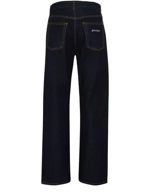 Palm Angels Wide-leg Jeans With Logo Unwashed