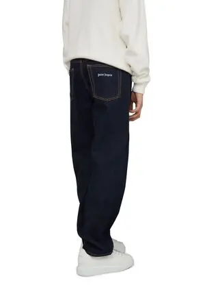 Palm Angels Wide-leg Jeans With Logo Unwashed
