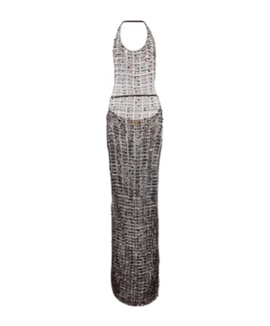 AYA MUSE Cutout Sequined Maxi Dress - Gray