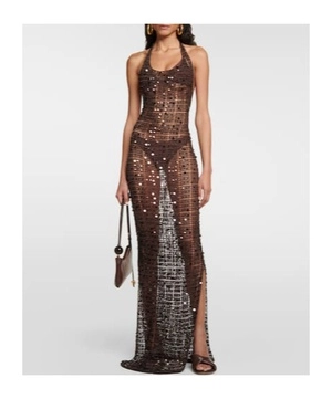 AYA MUSE Cutout Sequin Maxi Dress