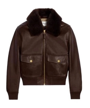Celine Aviator Blouson Jacket In Calfskin With Fur Collar - No